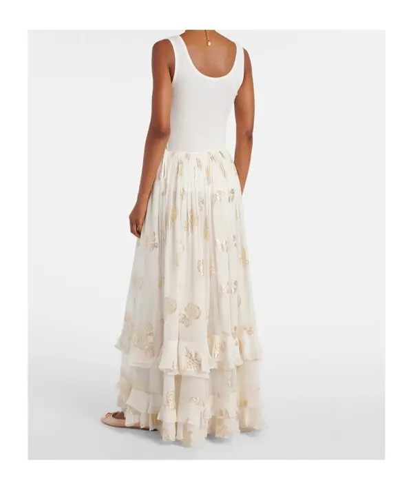 Chloé Floral Jacquard Muslin Maxi Skirt