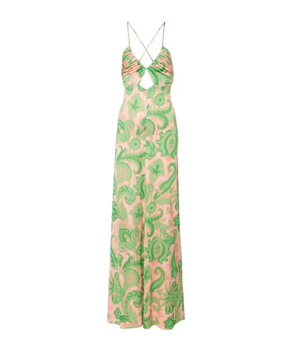 Etro Spaghetti Strap Backless Dress - Green