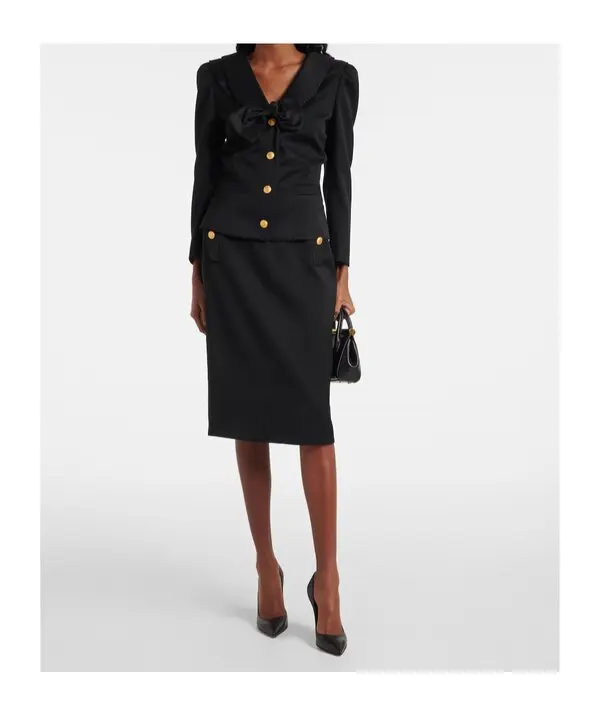 Alessandra Rich Virgin Wool Pencil Skirt