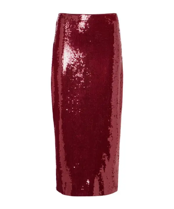 Veronica Beard Koa Sequined Pencil Skirt - Red