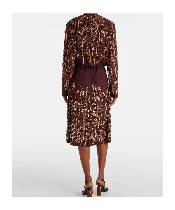 Dries Van Noten Sequined Silk Midi Skirt