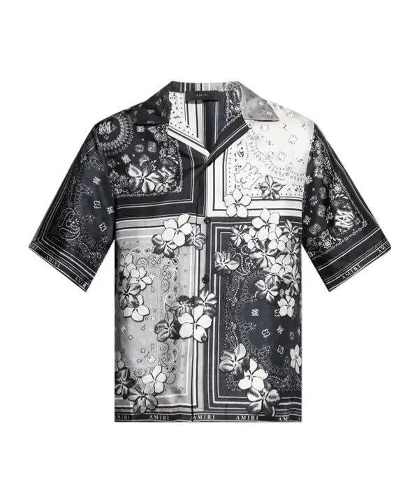 Amiri Bandana Printed Bowling Shirt - Black