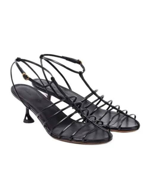 Proenza Schouler Tee Cage 60 Leather Sandals - Black