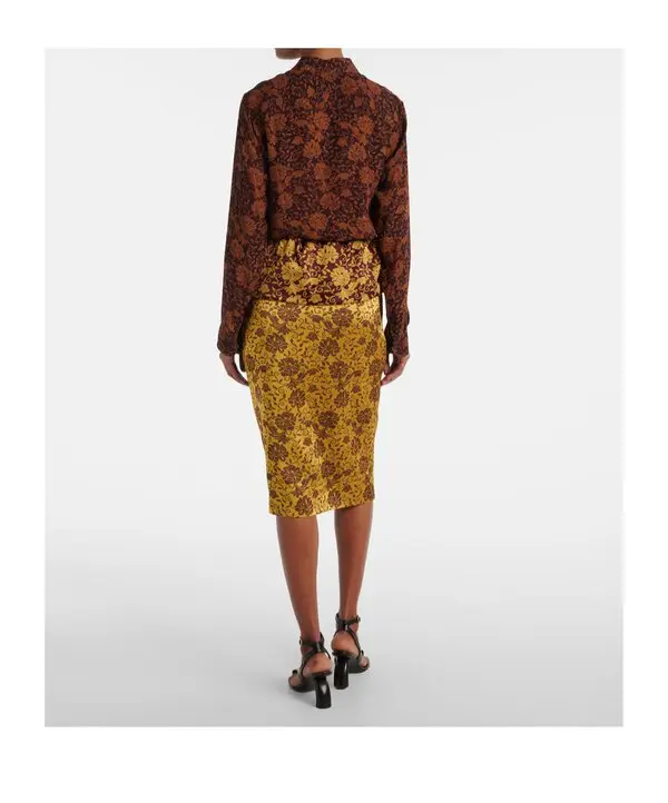 Dries Van Noten Floral Ruffled Midi Skirt