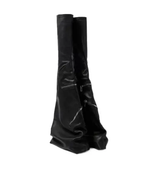 Rick Owens Cargoflares Leather Knee-high Boots - Black