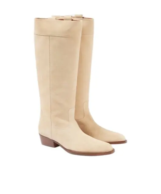 Paris Texas Suede Cowboy Boots - Nude