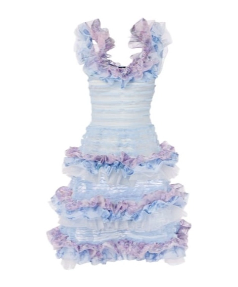 SUSAN FANG Ruffled Tulle Midi Dress - White
