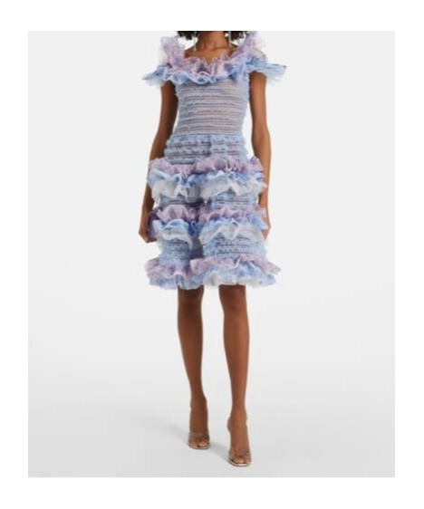 SUSAN FANG Ruffled Tulle Midi Dress