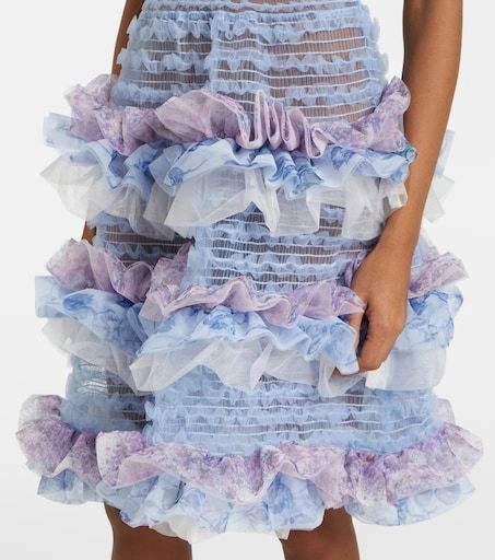 SUSAN FANG Ruffled Tulle Midi Dress