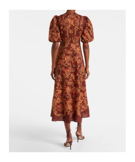 ALEMAIS Seraphina Printed Linen Midi Dress
