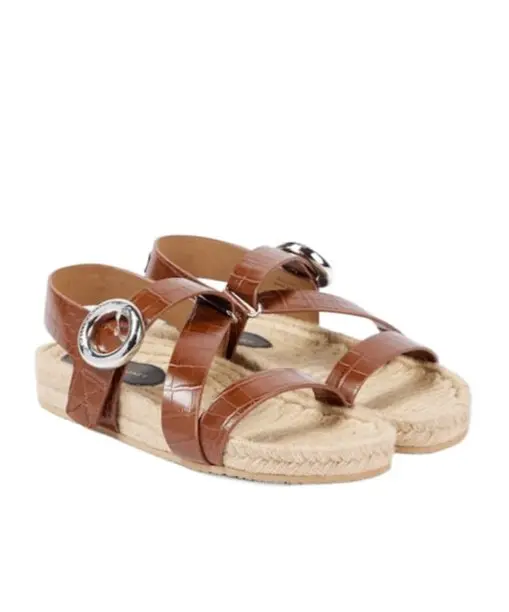 Stella McCartney Wave Leather Espadrille Sandals - Brown
