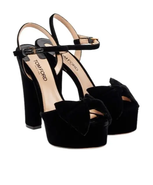 TOM FORD Velvet Platform Sandals - Black