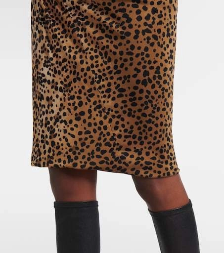 Versace Safety Pin Gathered Leopard-print Pencil Skirt