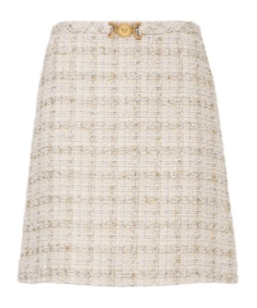 Versace Embellished Tweed Miniskirt - Nude