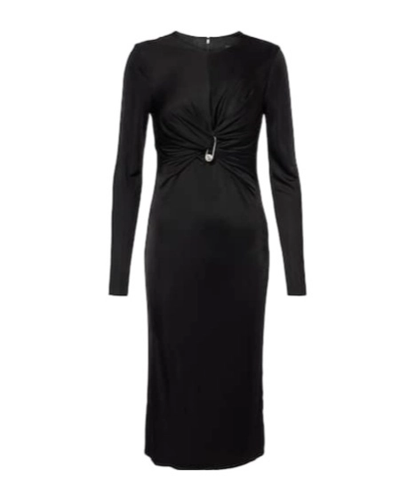 Versace Safety Pin Gathered Jersey Midi Dress - Black