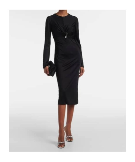 Versace Safety Pin Gathered Jersey Midi Dress