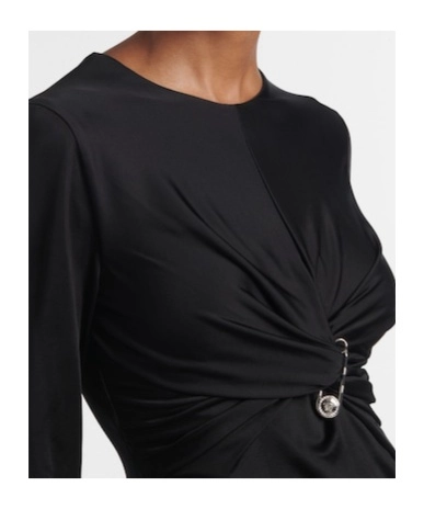 Versace Safety Pin Gathered Jersey Midi Dress
