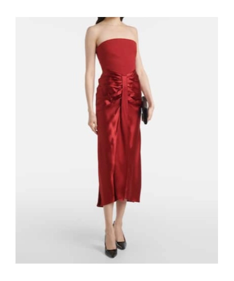 Staud Wayfaring Ruched Ponte And Satin Gown