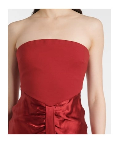 Staud Wayfaring Ruched Ponte And Satin Gown
