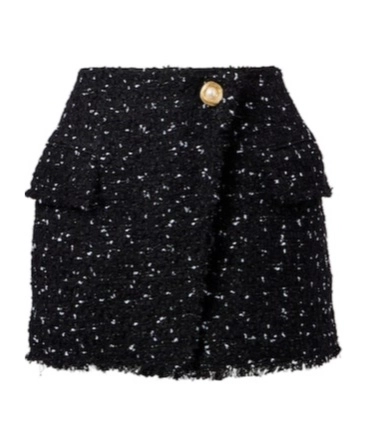Balmain Polka-dot Tweed Miniskirt - Black