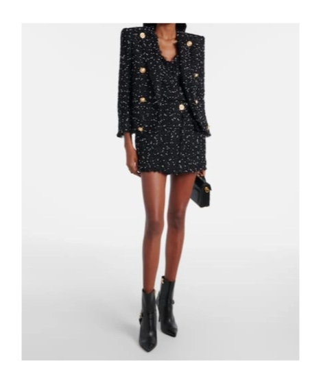 Balmain Polka-dot Tweed Miniskirt
