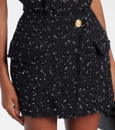 Balmain Polka-dot Tweed Miniskirt