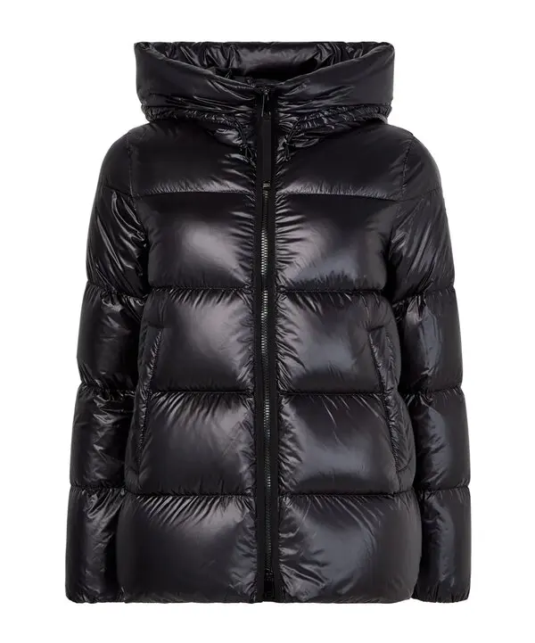 Moncler Cropped Hooded Down Jacket - Black