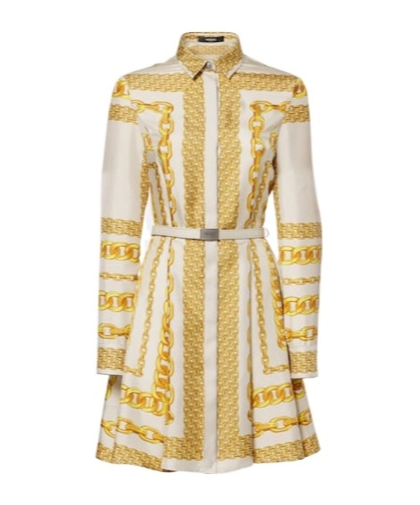 Versace Treasure Silk Twill Shirt Dress - Nude
