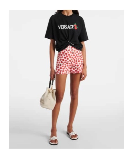 Versace Floral Printed Silk Twill Shorts