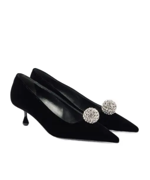 JIMMY CHOO Velvet Pointed-toe Mid-heel Pumps - Black