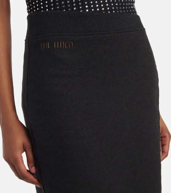 Attico Logo Asymmetric Cotton Jersey Midi Skirt