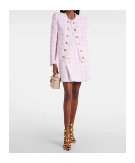 Balmain Houndstooth Cotton-blend Miniskirt
