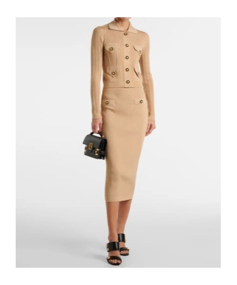 Balmain Ribbed-knit Pencil Skirt