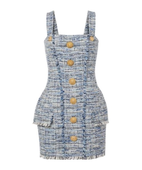 Balmain Denim Tweed Minidress - Gray