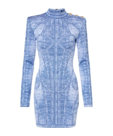 Balmain Trompe L'œil Jacquard Minidress - Blue
