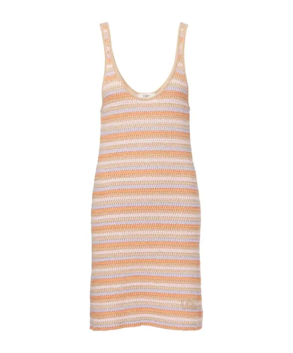 Chloé Knitted Cotton Minidress - Nude