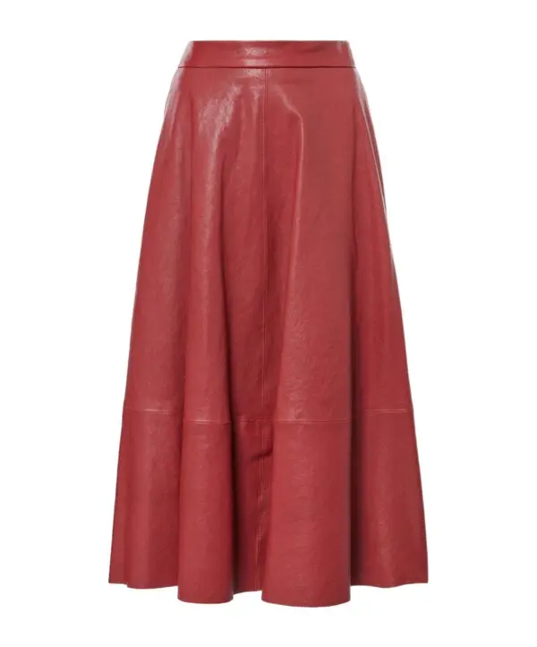 Brunello Cucinelli High-rise Leather Midi Skirt