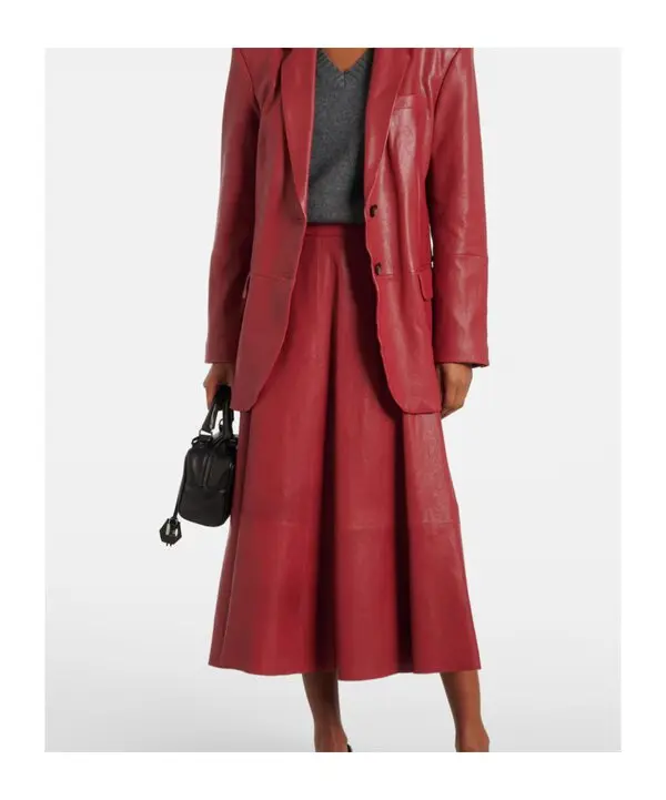 Brunello Cucinelli High-rise Leather Midi Skirt