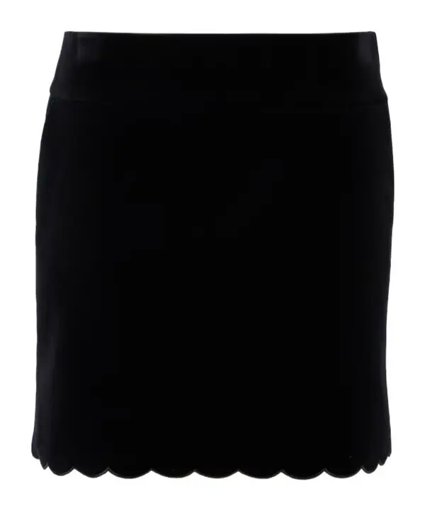 Chloé Scalloped Cotton Velvet Miniskirt - Black