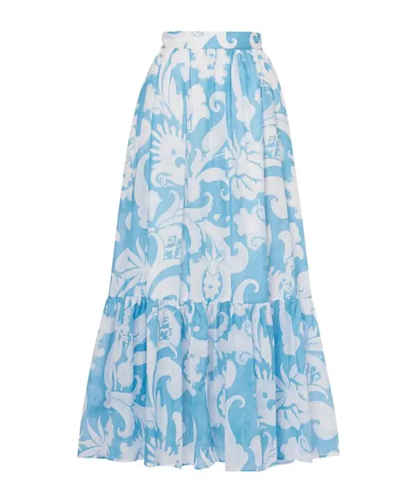 Etro Printed Pattern Midi Skirt - Blue