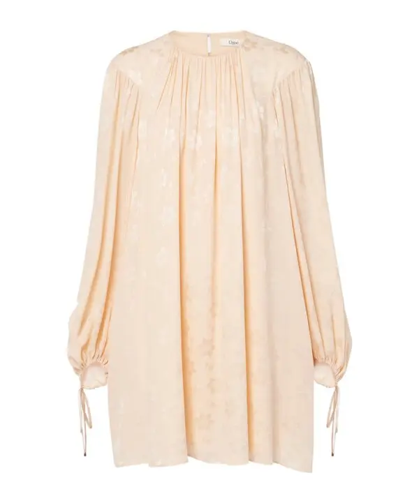 Chloé Gathered Floral Silk Jacquard Minidress