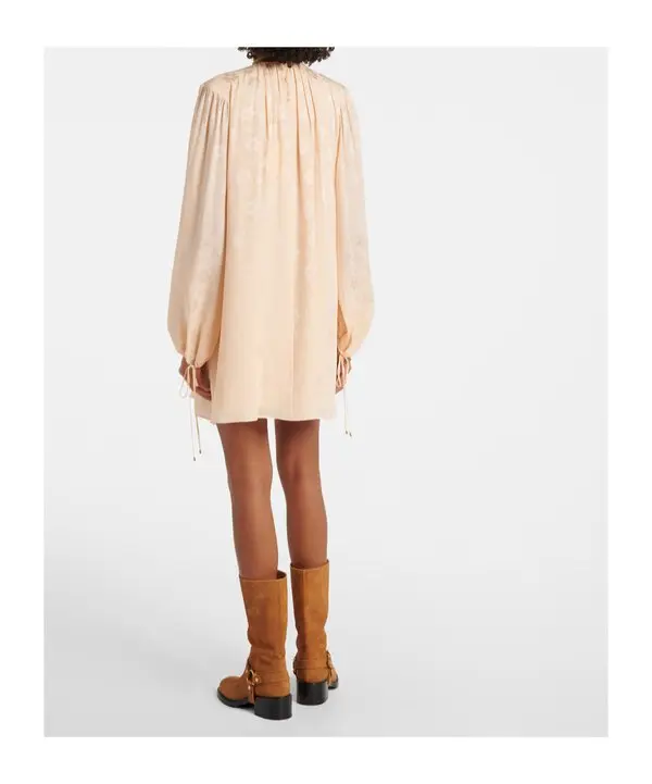 Chloé Gathered Floral Silk Jacquard Minidress