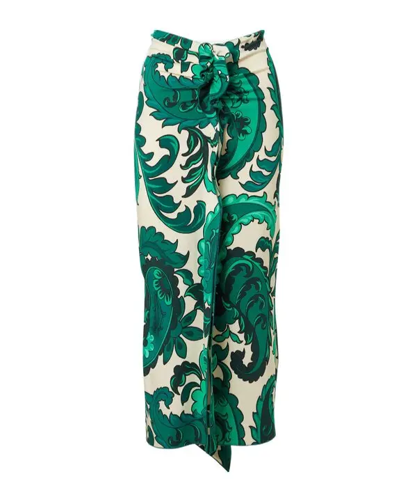Etro Paisley Pattern Ruffle Midi Skirt - Green