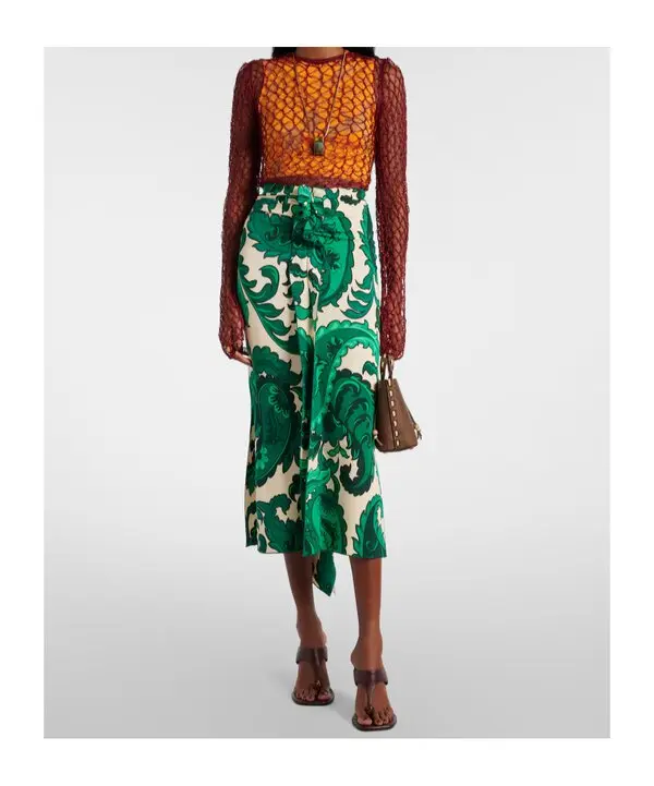 Etro Paisley Pattern Ruffle Midi Skirt