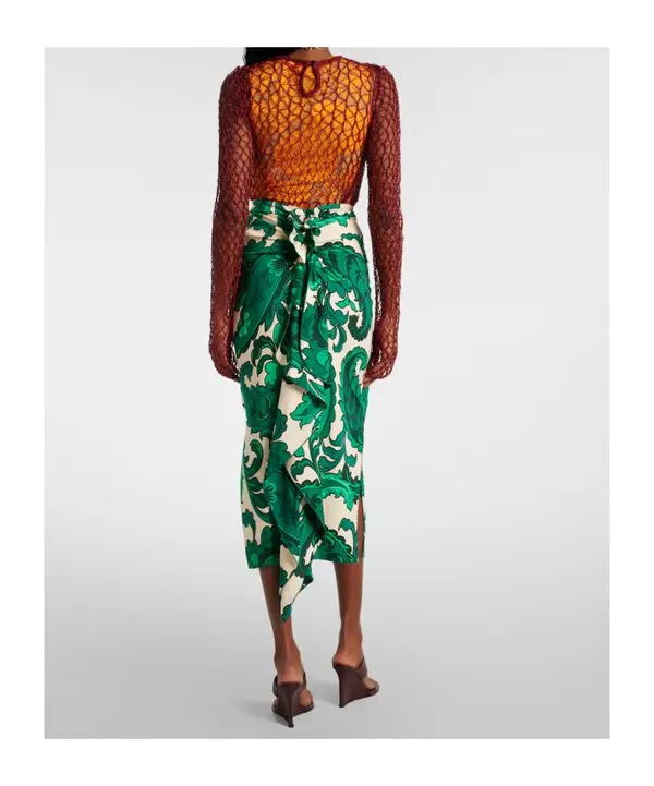 Etro Paisley Pattern Ruffle Midi Skirt