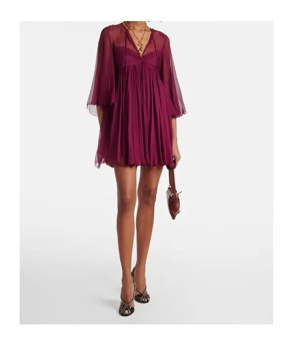 Chloé Sheer Ruched Silk Minidress