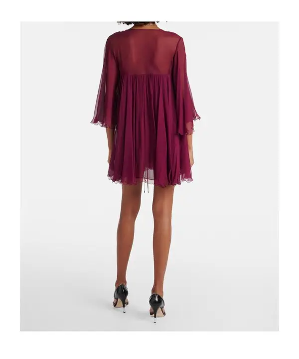 Chloé Sheer Ruched Silk Minidress