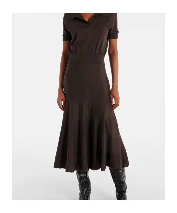 Khaite Mayu Wool Midi Skirt