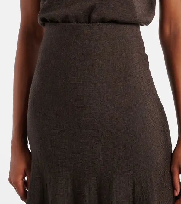 Khaite Mayu Wool Midi Skirt