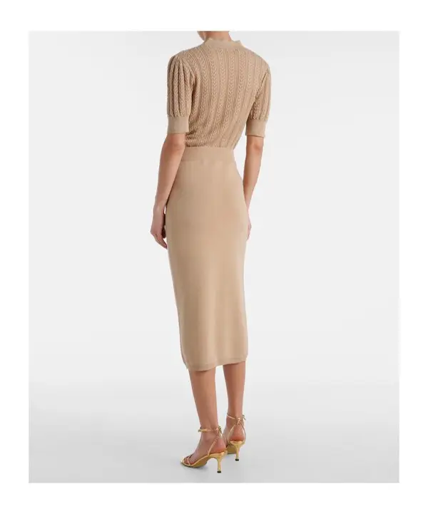Alessandra Rich Cotton And Cashmere Pencil Skirt